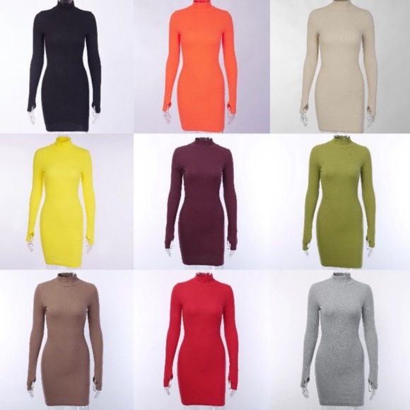 Dresses | Burgundy Bodycon Turtleneck Dress Autumn Colors | Poshmark